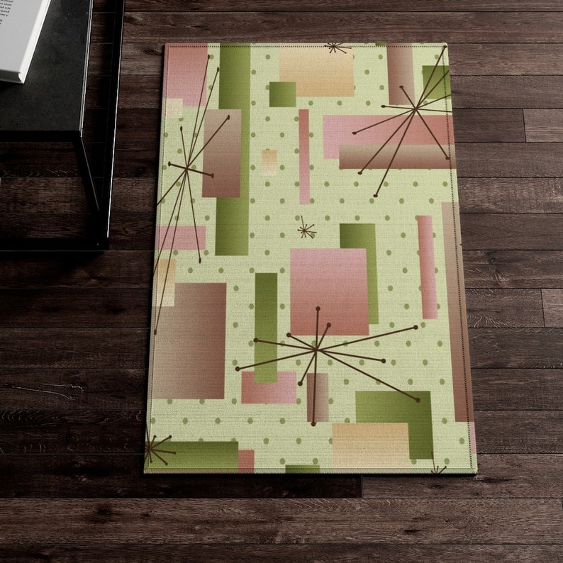 1950s Retro Vintage Mid Century Modern Area Rug Geometric - Etsy