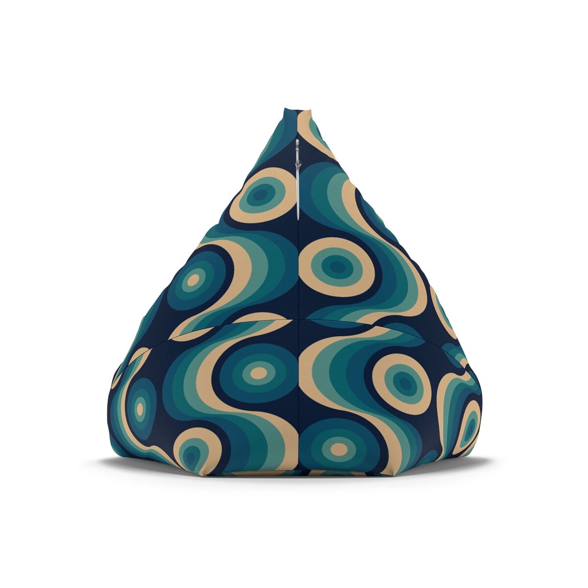 Retro Wavy Circle Bean Bag Chair Cover Green Beige - Etsy