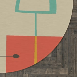 Mid Century Modern Atomic Starburst Geometric Abstract Round Rug, Retro ...