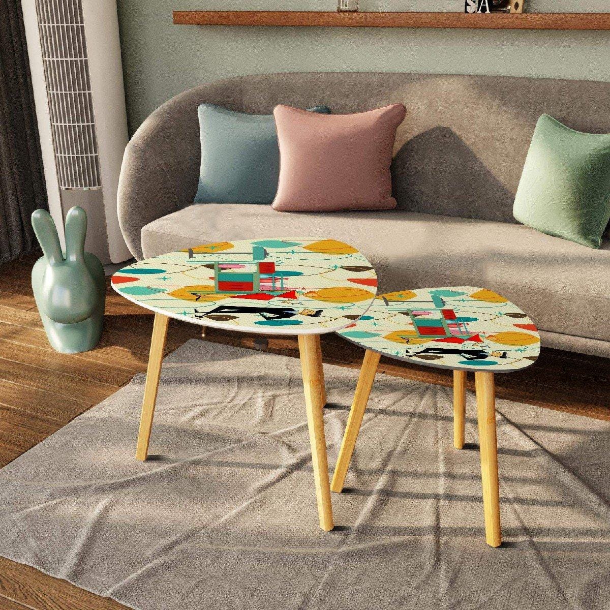 Atomic Age Bar Lounge Design Nesting Tables, Mid Century Modern ...