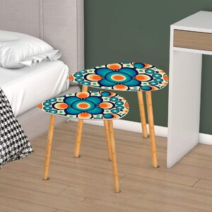 70s Retro Flower Power Coffee Table Set, Mid Century Modern Orbs ...