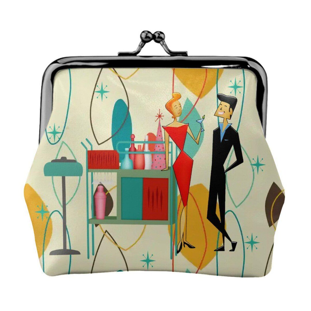 Mid Century Modern Kitschy Cocktail Party Coin Purse, Retro 50s Atomic ...