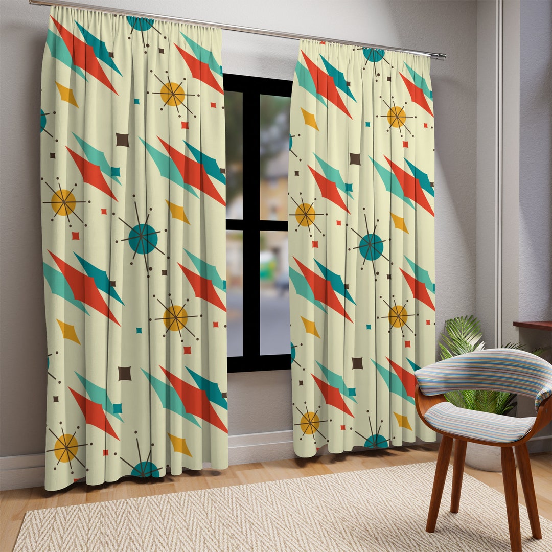 Franciscan Diamond Starburst Curtains, Mid Century Modern Window ...