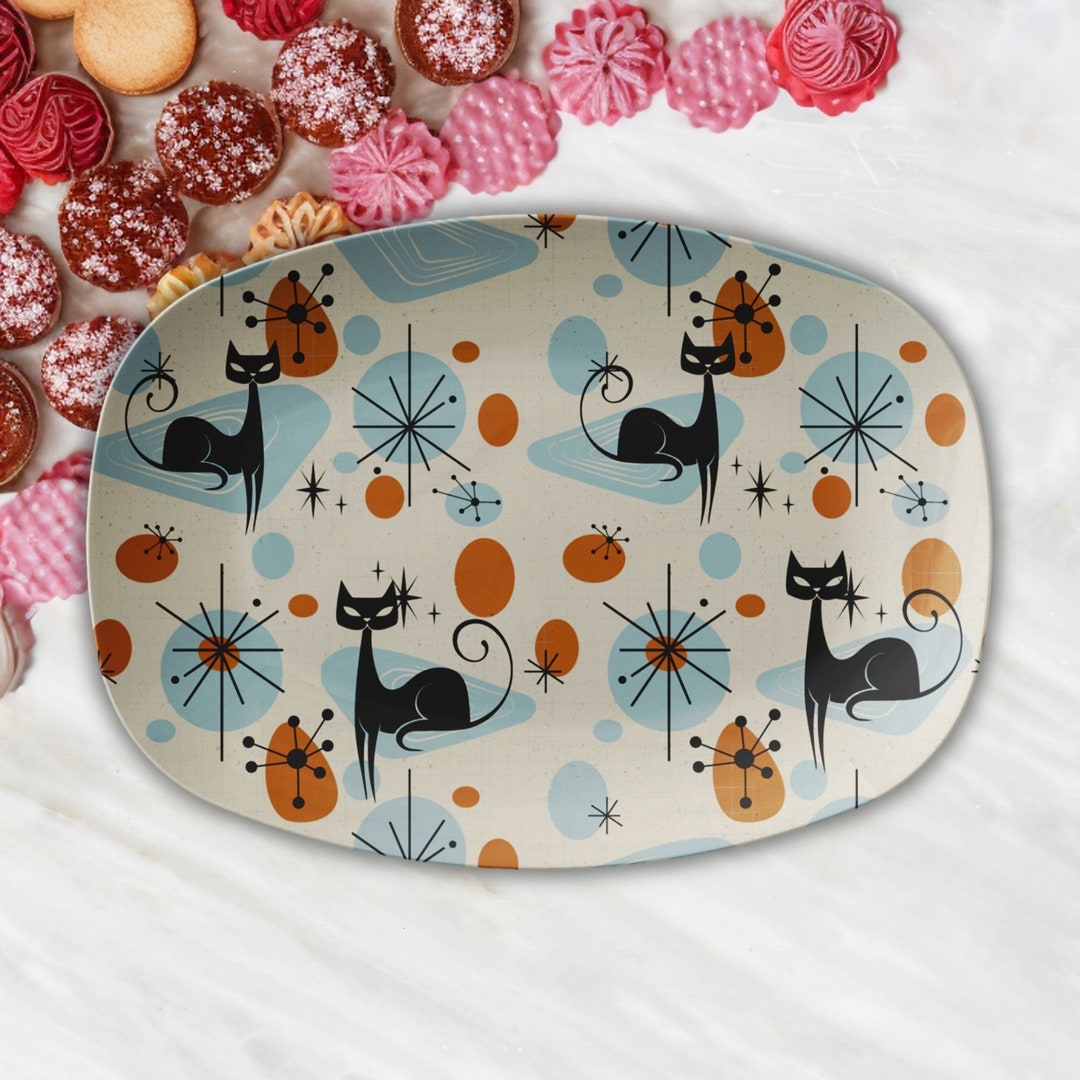 Atomic Cat Serving Platter, Mid Century Modern Party Tray, Retro MCM ...