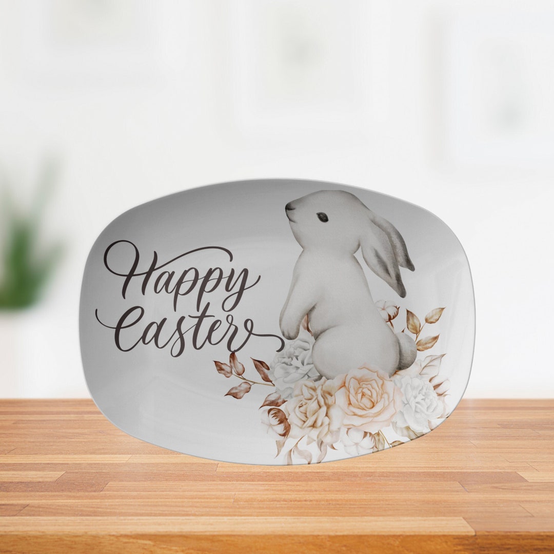 Happy Easter, Spring Bunny Serving Platter, Custom Spring Easter ...