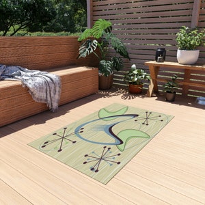 1950s Atomic Boomerang Mid Century Modern Outdoor Rug in Retro - Etsy