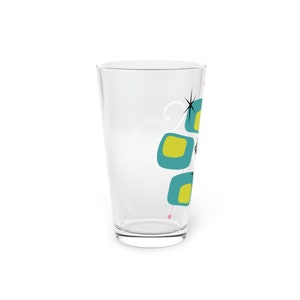 Atomic Cat Retro Kitsch Pint Glass, 16oz Mid Century Modern Beer Glass ...