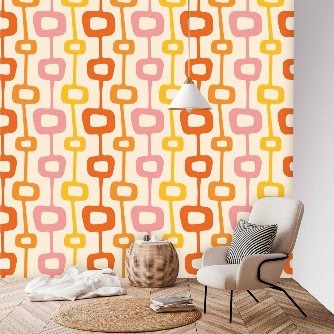 Retro Groovy Mid Century Modern Wall Mural, MCM Peel and Stick ...