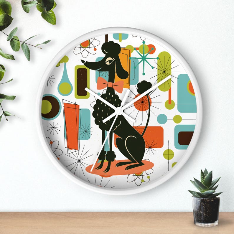 Retro Poodle Clock: 50s Atomic Starburst, Mid-century Modern - Etsy