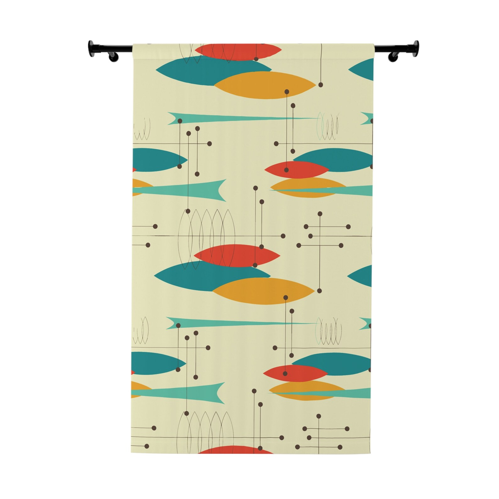 Mid Century Modern Geometric Pattern Curtains - Retro Atomic Style ...
