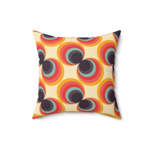 Mid Century Modern 70s Retro Throw Pillow, MCM Geometric Floral Orb ...