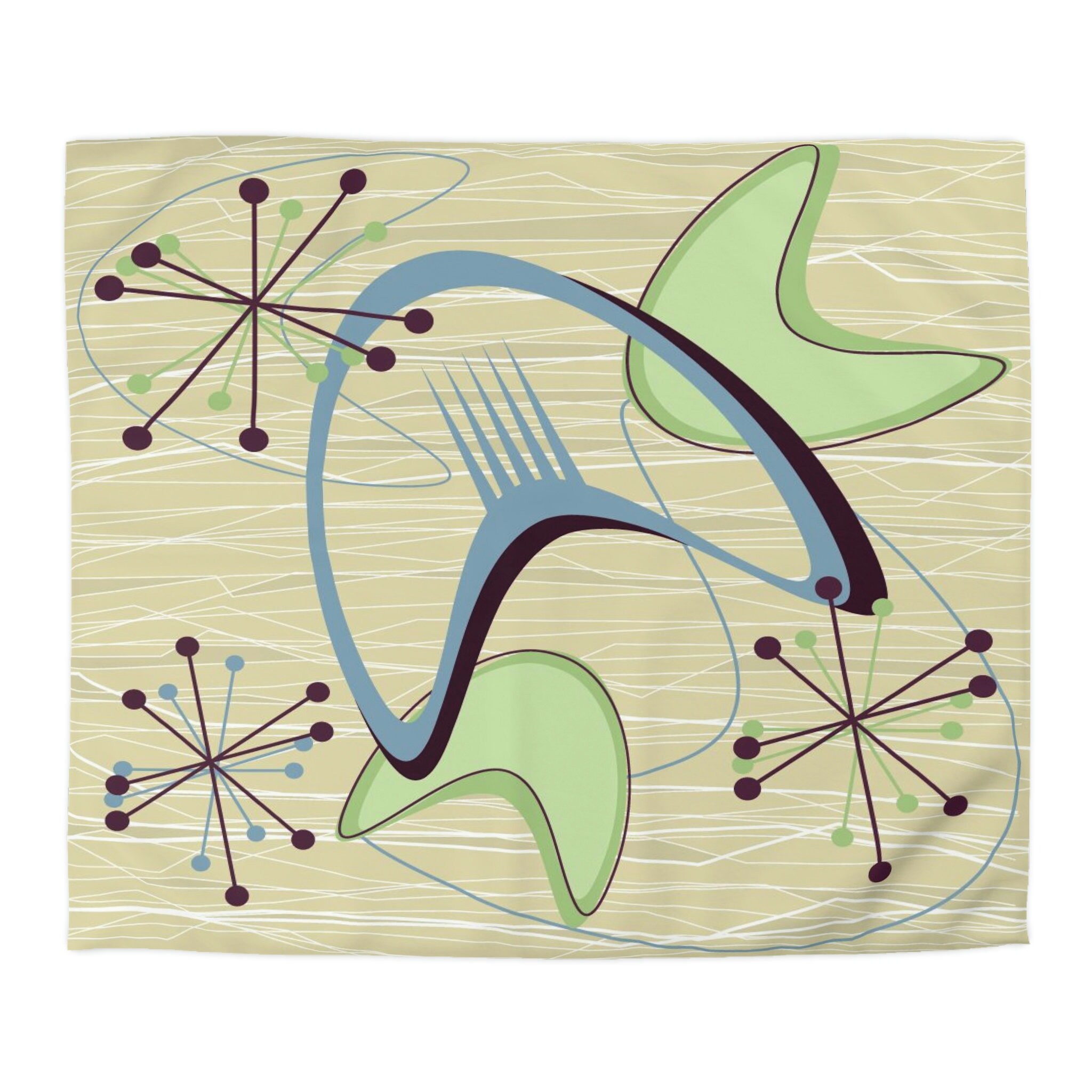 Atomic Boomerang 1950s Mid Century Modern Duvet Cover, Retro Vintage ...