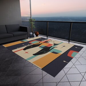 Atomic Cat Mid Century Modern Starburst Indoor-outdoor Rug, Beige, Teal ...