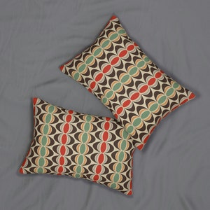 Retro 60s Mid Century Modern Lumbar Pillow, MCM Geometric Ovals ...
