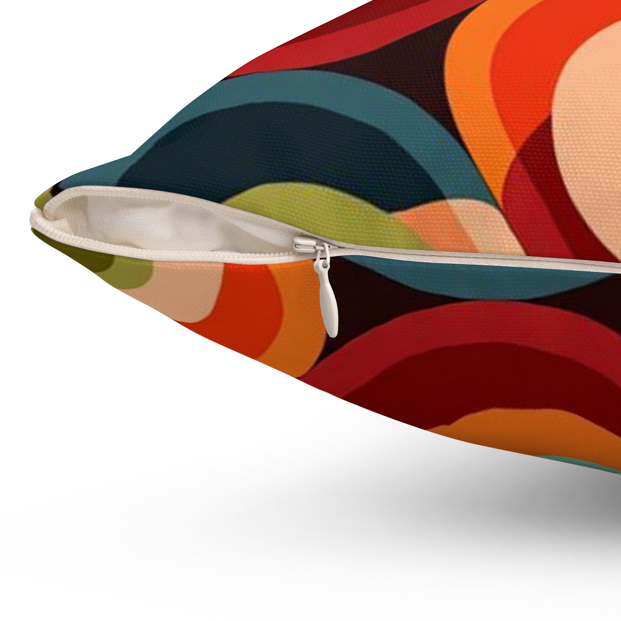 Retro Mid Mod Geo-psychedelic Circles Throw Pillow, MCM Teal Orange ...