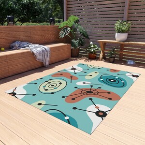 Retro Atomic 50s Indoor-outdoor Rug, Mid Century Modern Patio Carpet ...