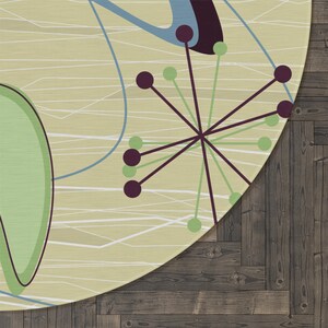 1950s Mid Century Modern Atomic Boomerang Round Rug, MCM Retro Vintage ...