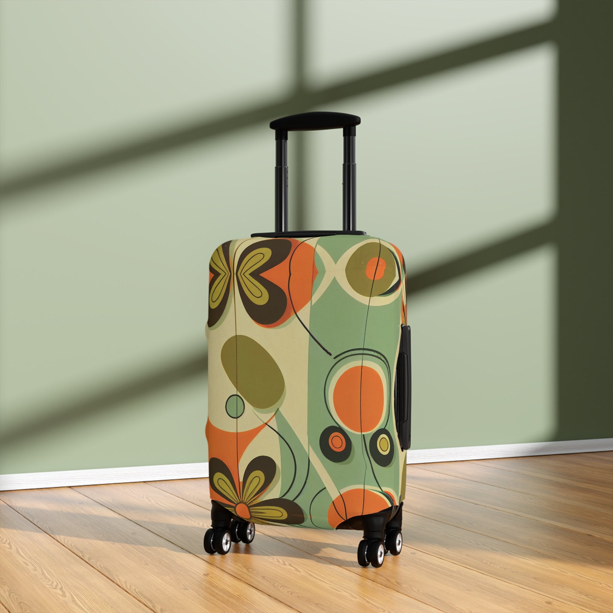 Retro 60s Mid Mod Daisy Luggage Cover, Mid Century Modern Groovy Hippie ...
