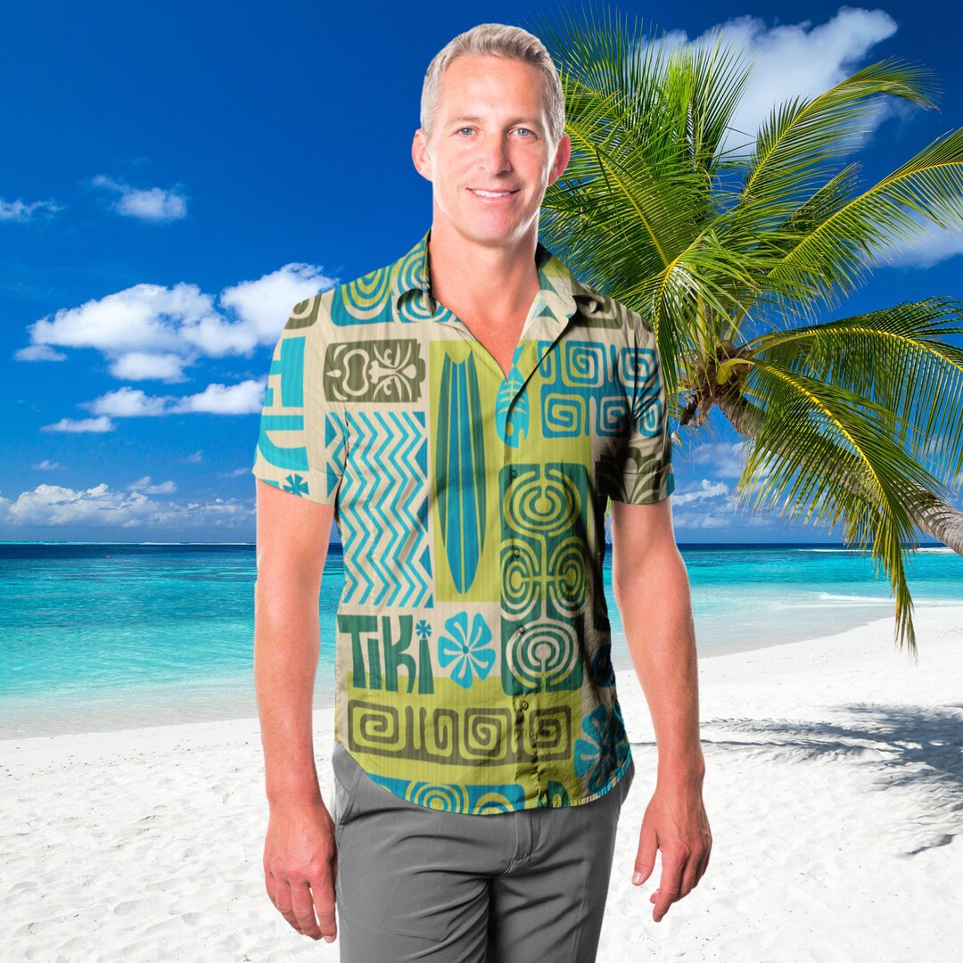Retro Tiki Mid Century Modern Men's Hawaiian Shirt Aloha - Etsy