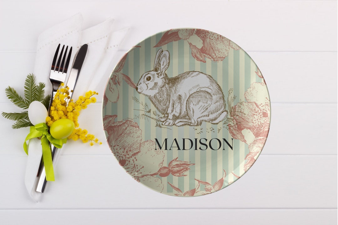Custom Name Easter Bunny Dinner Plate Personalized for Kids and Adults ...