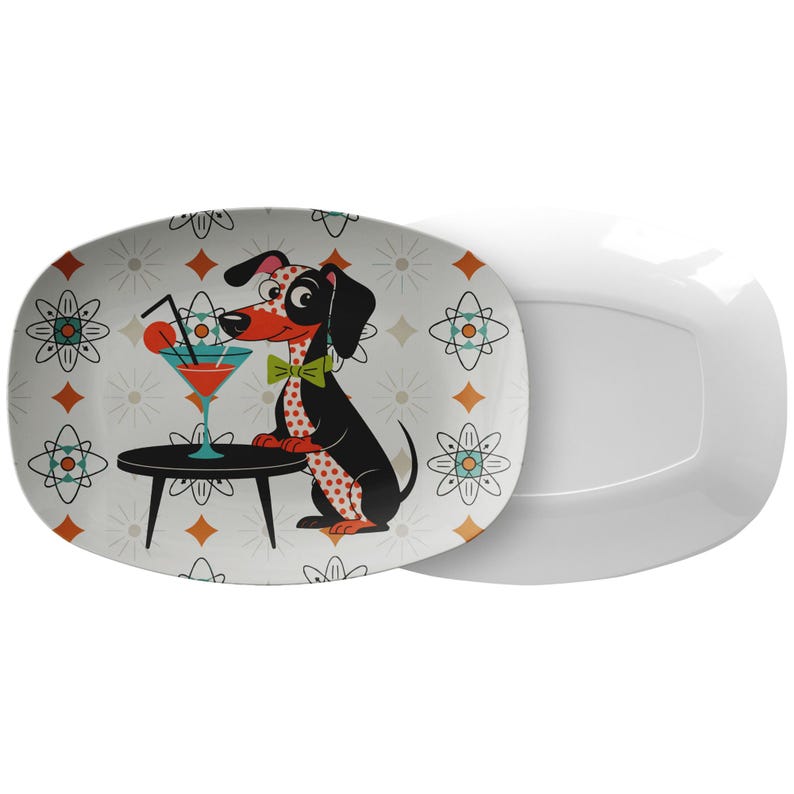 Mid Mod Kitsch Dachshund Dog, Atomic Starbursts, Doxie Dog MCM Cocktail ...