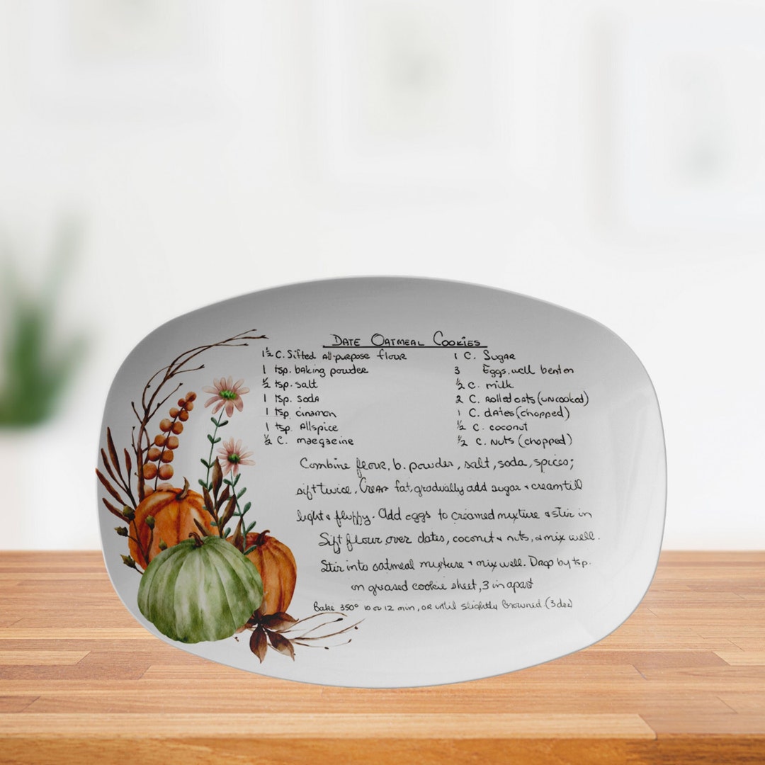 Fall Handwritten Recipe Platter, Personalized Handwriting Recipe Card ...