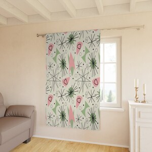 Window Curtains in Mid Century Modern Retro Kitsch Starburst, Atomic ...