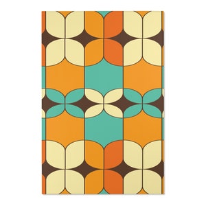 Retro Groovy 50s Mid Mod Aesthetic Area Rug, Mid Century Modern Orange ...