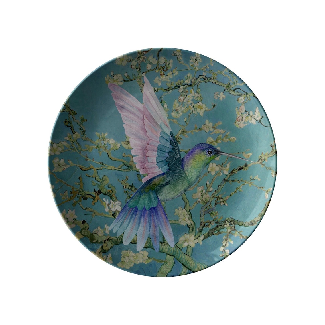 Hummingbird in Almond Blossoms Dinnerware Set Floral Dinner - Etsy