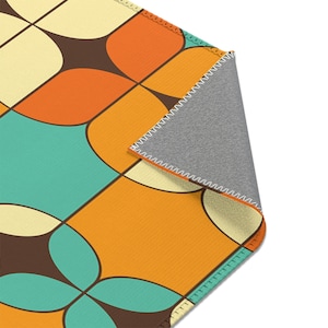 Retro Groovy 50s Mid Mod Aesthetic Area Rug, Mid Century Modern Orange ...