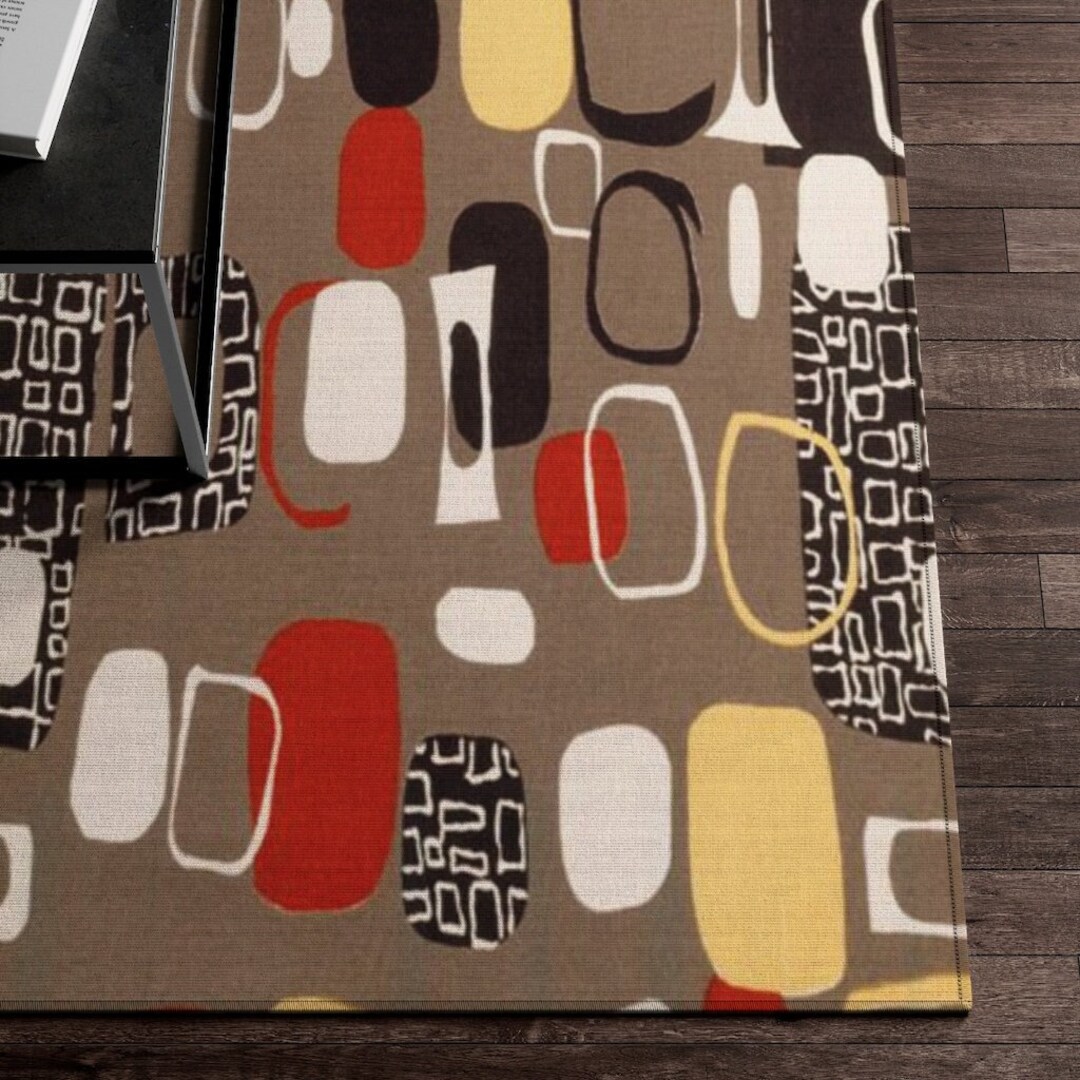 Mid Century Modern 1950s Retro Area Rug, Custom Designed Abstract ...