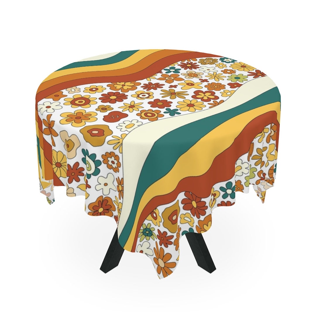 Tablecloth in Mid Century Modern 70s Groovy Hippie Retro, MCM Table ...