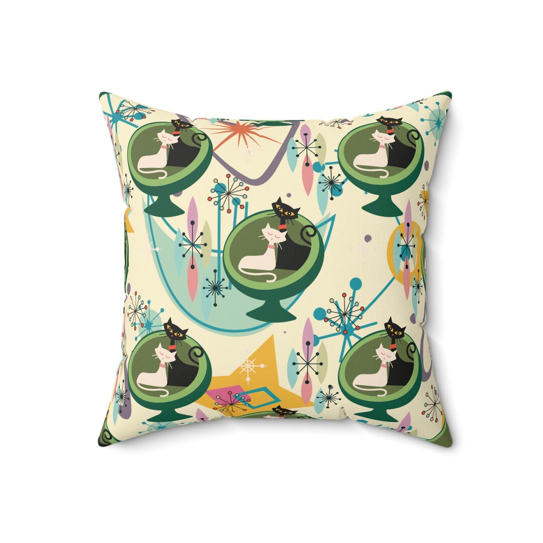 Mid Century Modern Atomic Cat Sputnik Egg Chair Pillow With Insert ...