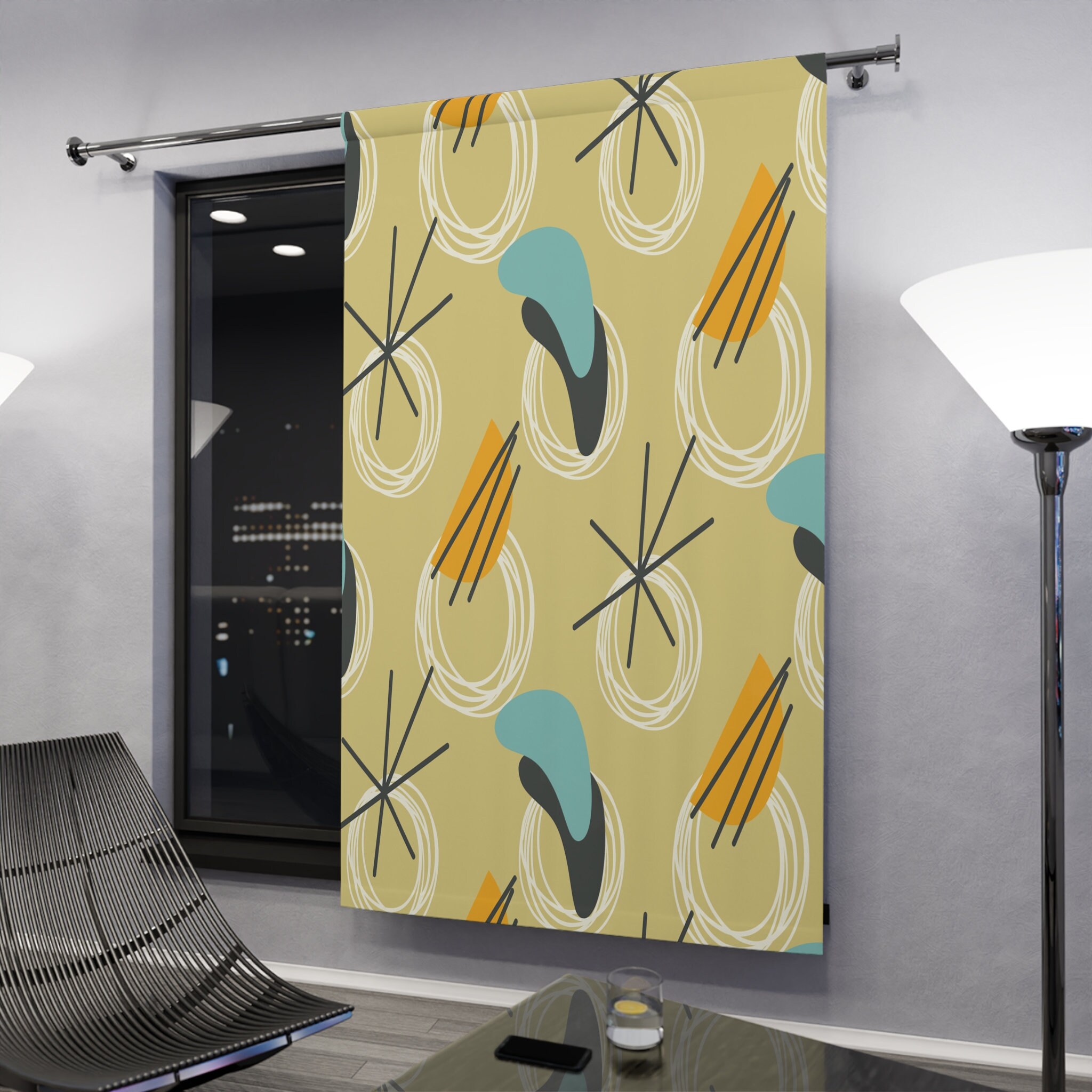 Atomic Boomerang Mid Century 1950s Retro Window Curtains - Etsy