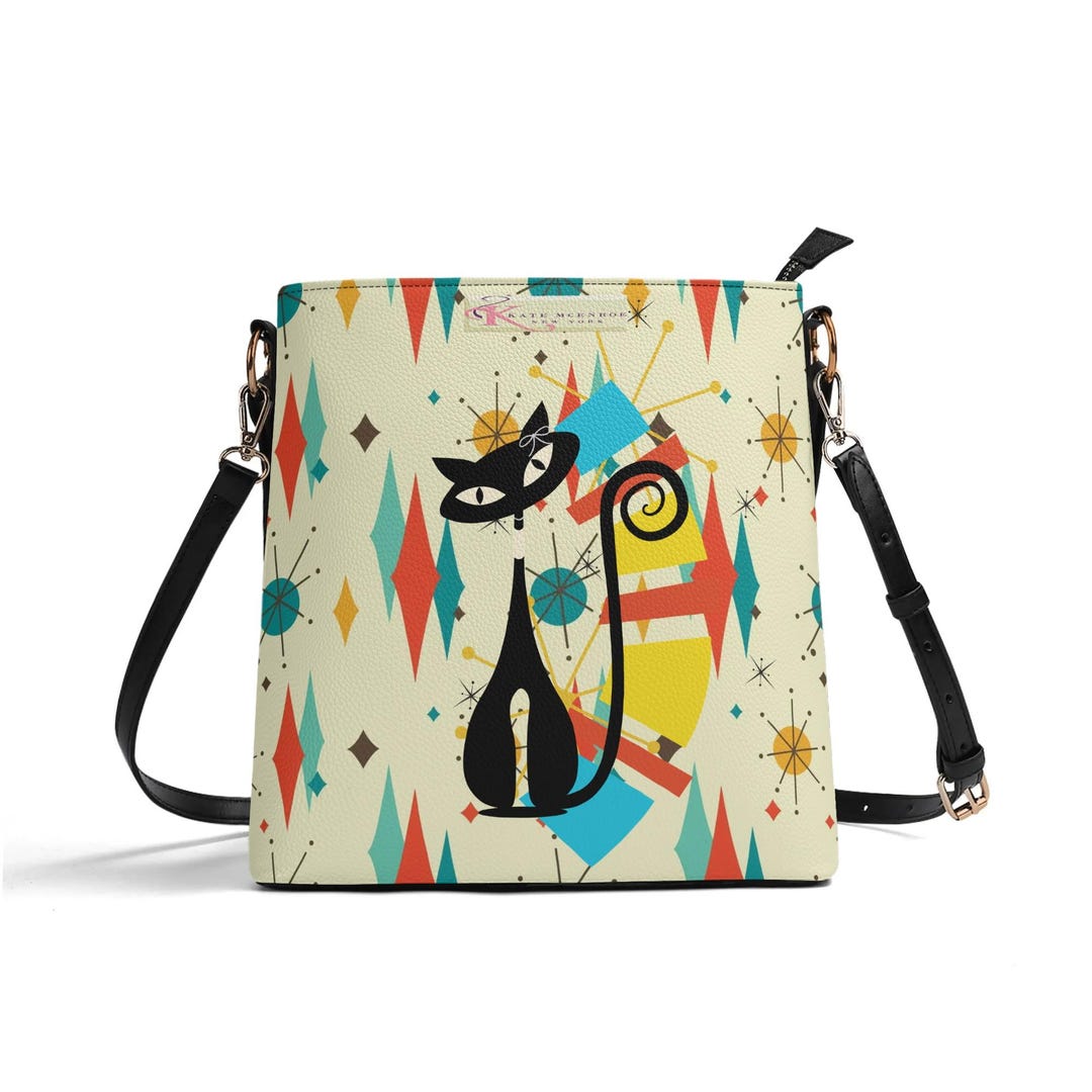 Atomic Cat Bucket Bag, Mid Century Modern Franciscan Diamond Starburst ...