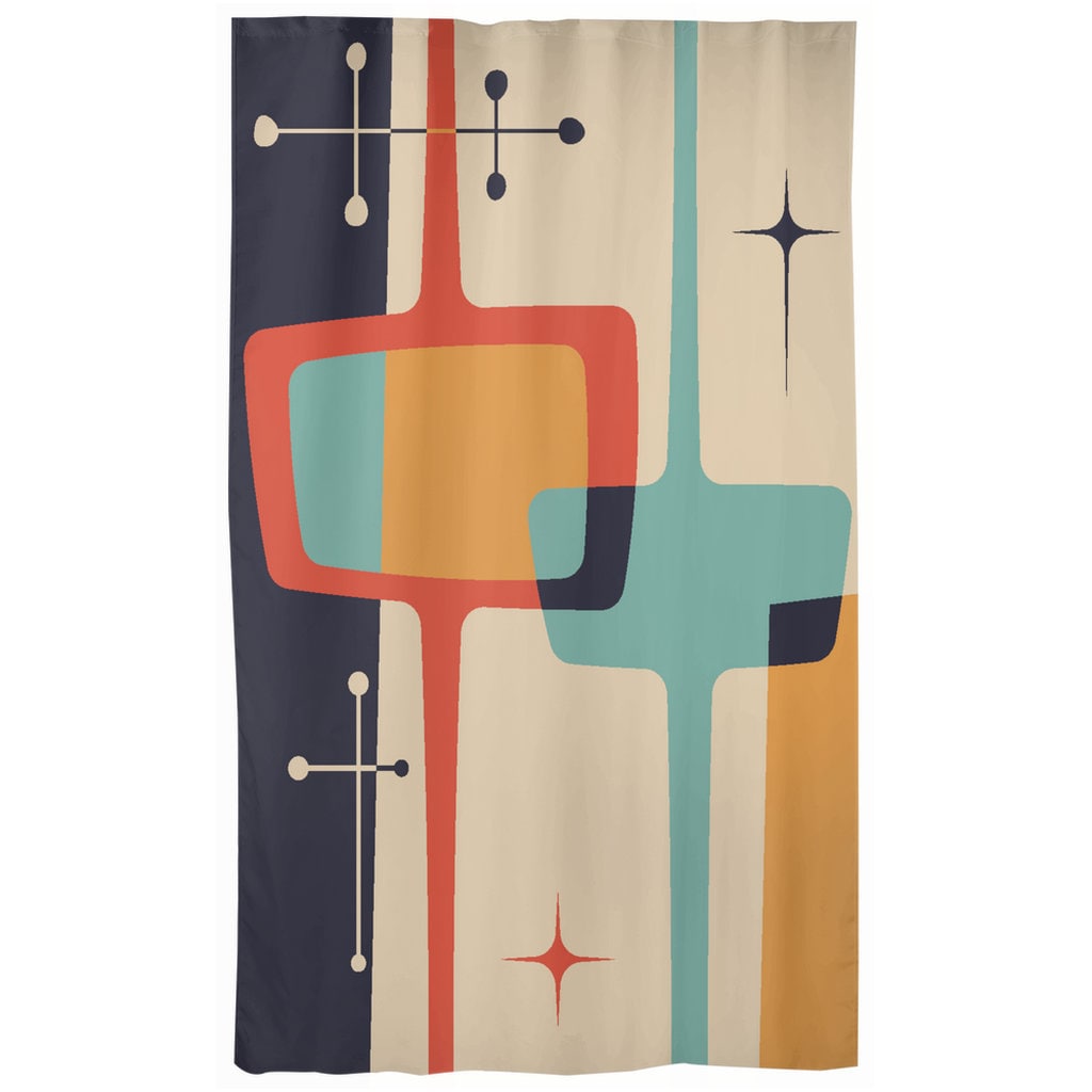 Window Curtain in Mid Century Modern Atomic Starburst, Retro Home Decor ...