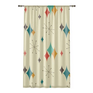 Mid Century Modern Franciscan Starburst Window Curtains, Atomic Age ...