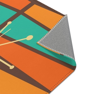 1950s Mid Century Modern Atomic Area Rug, Retro Vintage Burnt Orange ...