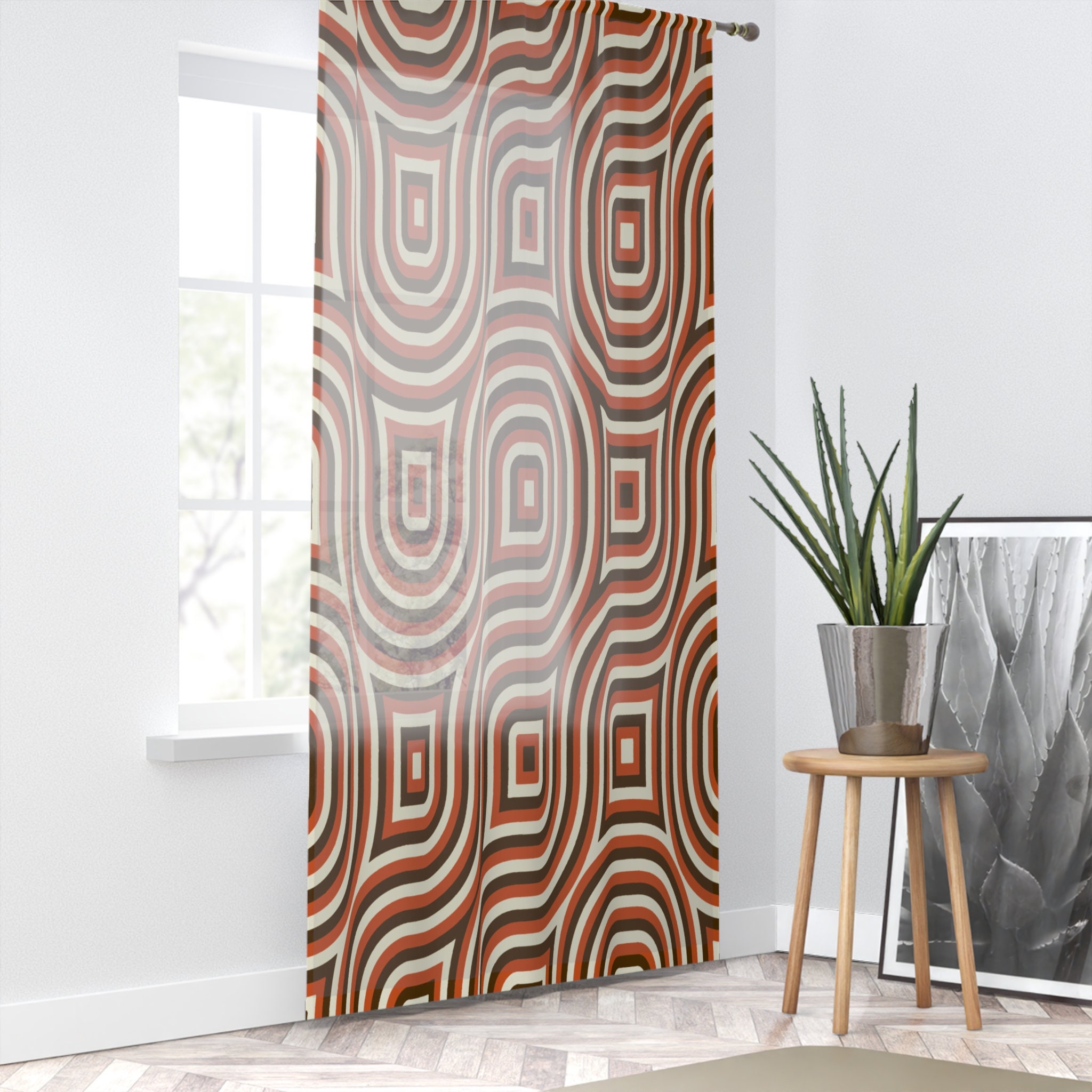 Mid Century Modern Retro Abstract Window Curtains Geometric - Etsy