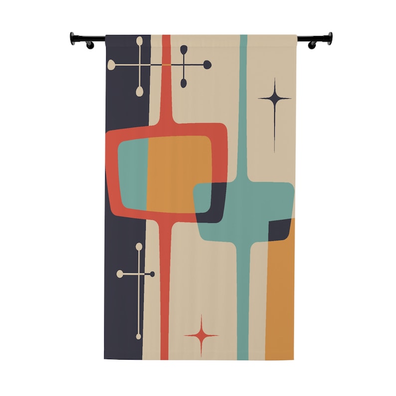 Window Curtain in Mid Century Modern Atomic Starburst, Retro Home Decor ...