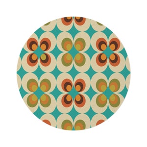 70s Retro Mid Mod Daisy Round Rug, Living Room, Mid Century Modern ...