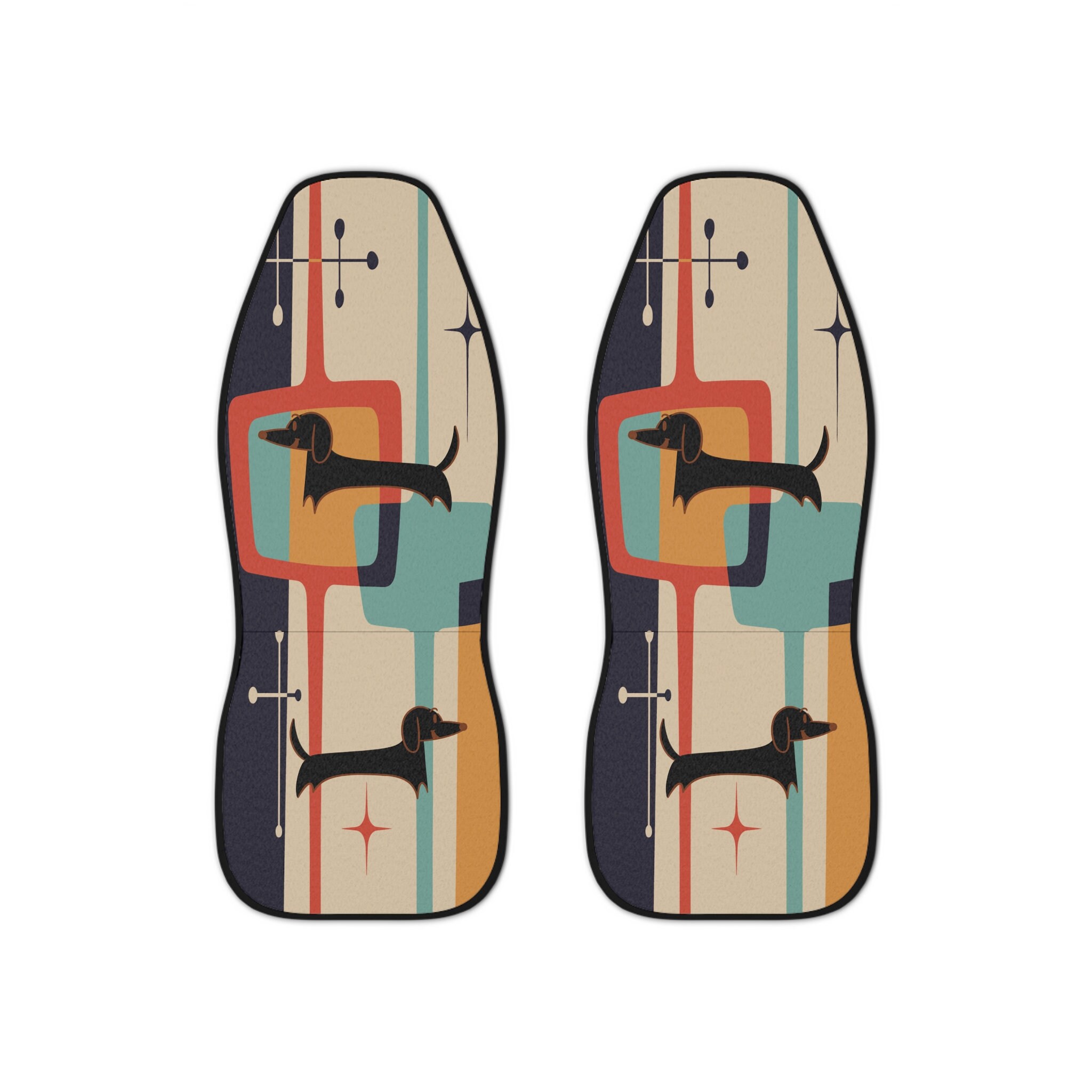 Atomic Dachshund Dog Mid Century Modern Front Car Seat Cover Set ...