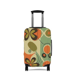 Retro 60s Mid Mod Daisy Luggage Cover, Mid Century Modern Groovy Hippie ...