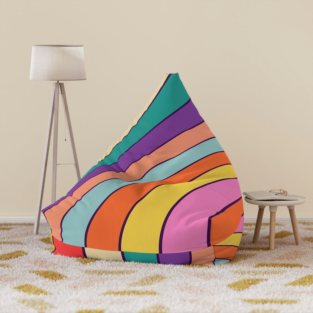 Retro 70s Bean Bag Chair Cover, Mid Mod Trippie Hippie Bean Bag Cover ...