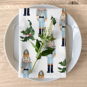 Blue Nutcracker Christmas Napkins, Set of 4 Cloth Napkins, Holiday ...