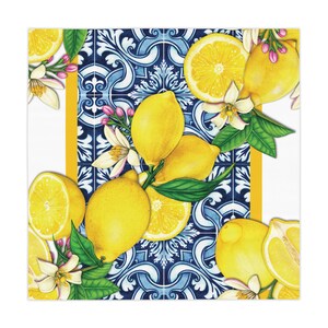 Mediterranean Lemon Tile Tablecloth, Citrus Floral Dining Table Linens ...