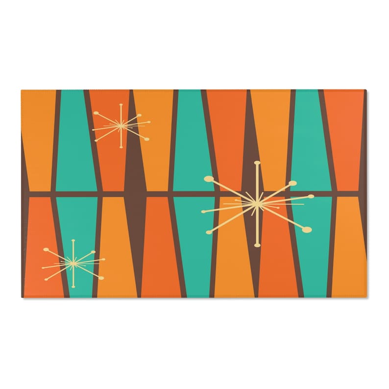 1950s Mid Century Modern Atomic Area Rug Retro Vintage Burnt - Etsy