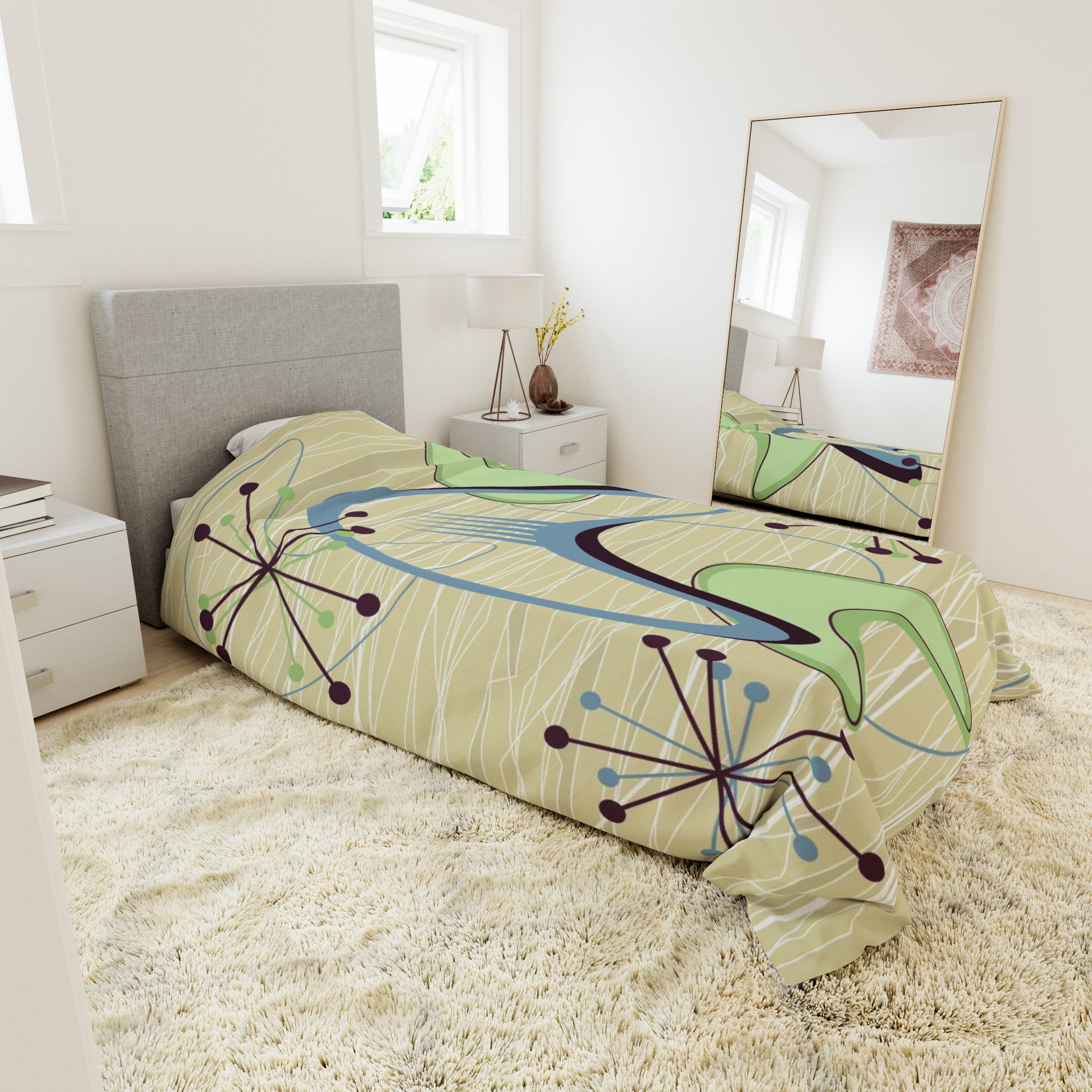 Atomic Boomerang 1950s Mid Century Modern Duvet Cover, Retro Vintage ...