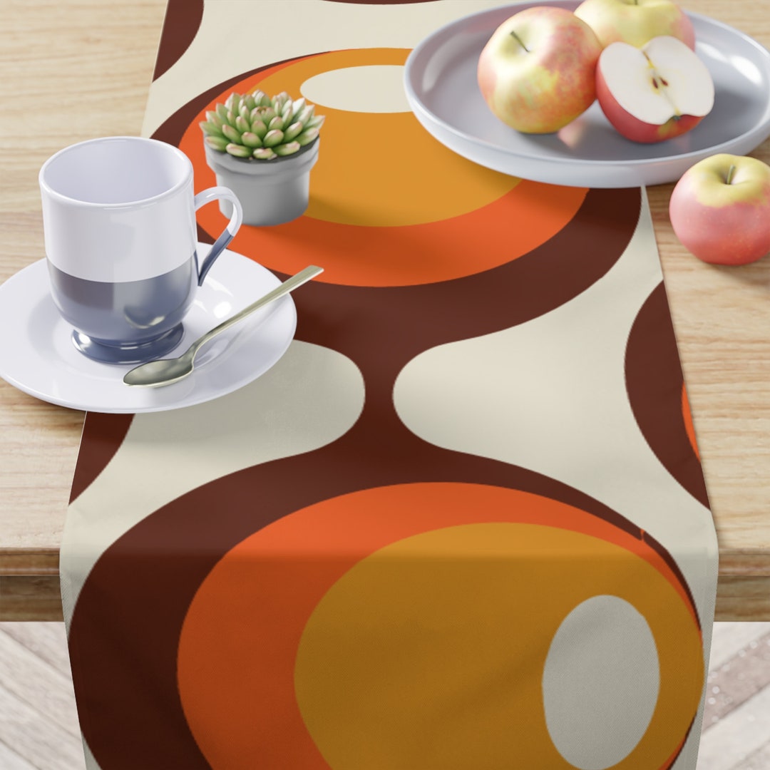 Retro Groovy Orbs Table Runner, Atomic Age Vintage Mid Century Modern ...