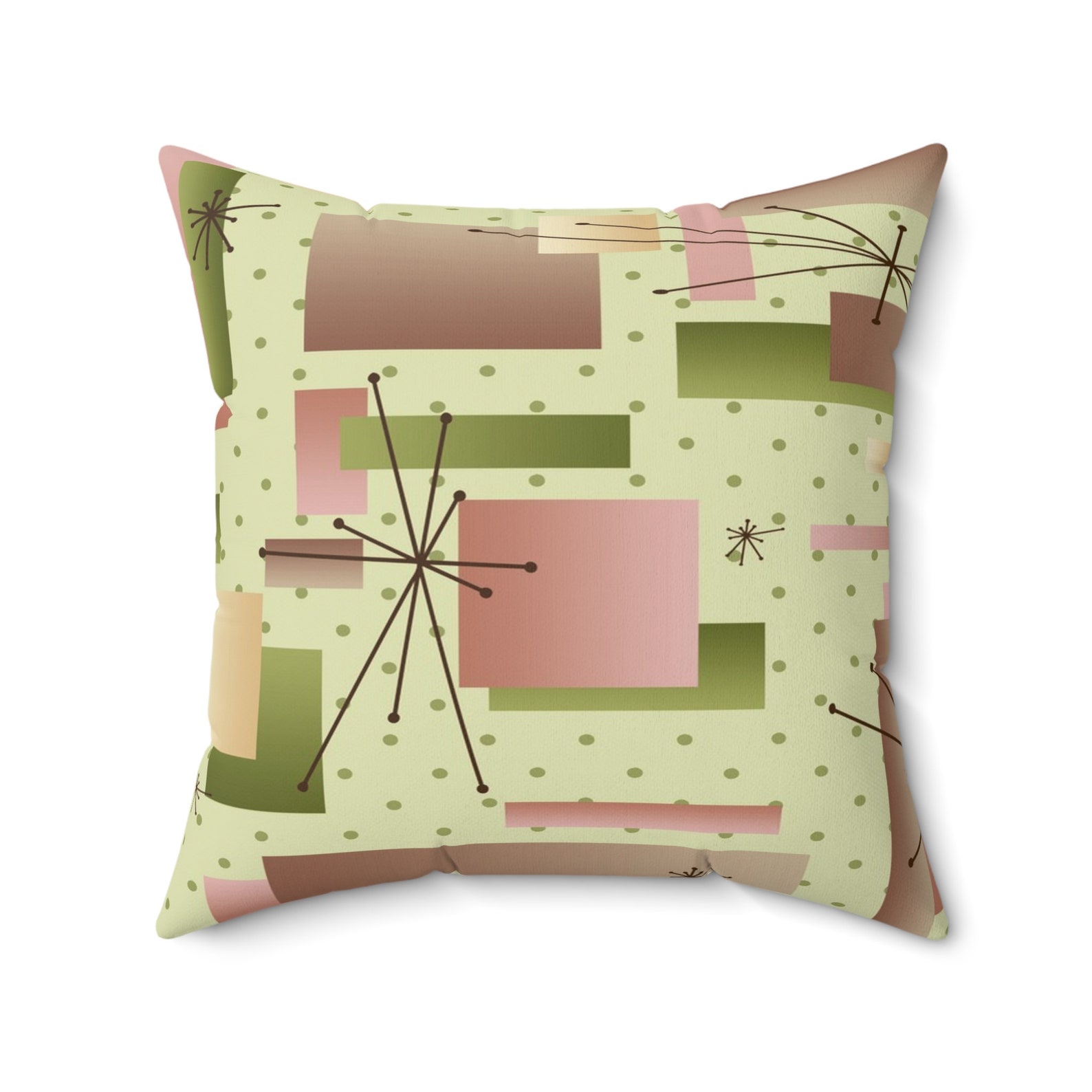 1950s Retro Vintage Mid Century Modern Throw Pillow With Insert ...